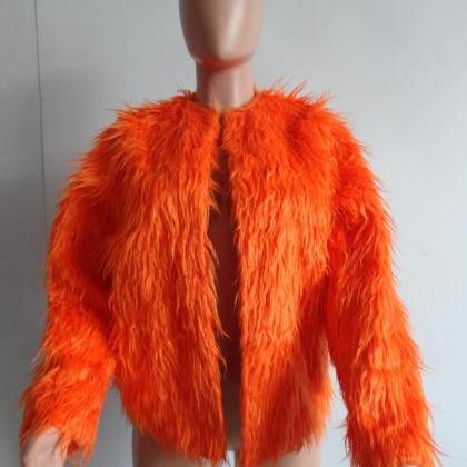 Warm Faux Fur Short Red Coat Outwear on Luulla