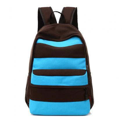 Casual Color Block Stripe Zipper School Backpack on Luulla