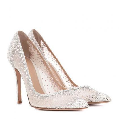 Rhinestone Mesh Pointed Toe Wedding Pumps on Luulla