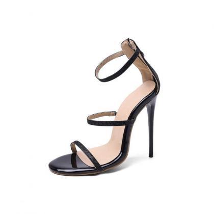 Simple Plain High Heel Buckle Sandals on Luulla