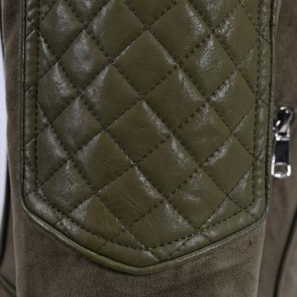 Neutral Leather Splice Moto Jacket on Luulla