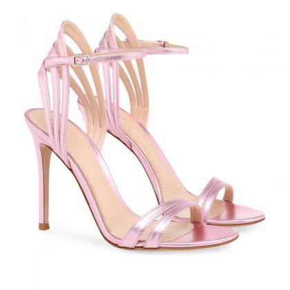 Summer Pu Pink Open Toe Buckle High Heel Sandals on Luulla