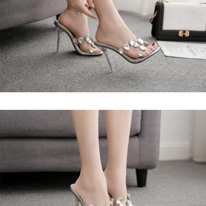 Colorful Rhinestone Crystal Slippers-silvery on Luulla
