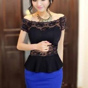 Off Shoulder Lace Over Hip Mini Dress on Luulla