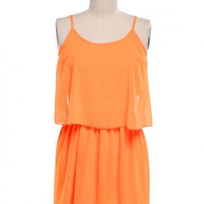 Orange Chiffon Backless Mini Dress Set on Luulla