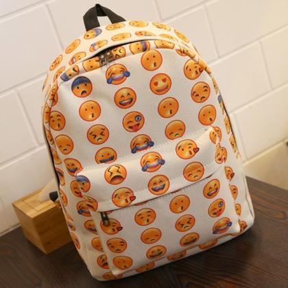 Women Fashion Retro Canvas Smile Print Casual Daypack Student Schoolbag ...