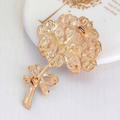 Retro Diamond Red Rose Brooch on Luulla