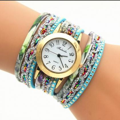 Colorful Print Multilayer Bracelet Watch on Luulla