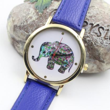 Colorful Elephant Leather Quartz Watch on Luulla