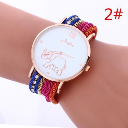 Bohemia Style Colorful Strap Elephant Watch on Luulla