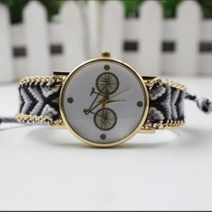 Bicycle Print Colorful Woven Watch on Luulla