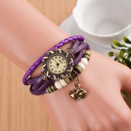 Cute Cat Multilayer Bracelet Watch on Luulla