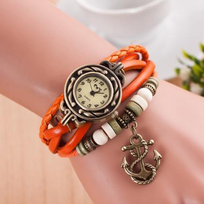 Retro Anchor Pattern Punk Watch on Luulla