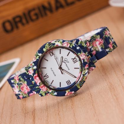 Floral Print Resin Fashion Watch on Luulla