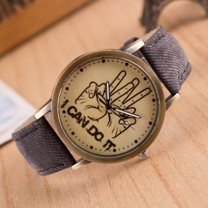 British Retro Denim Print Comics Watch on Luulla