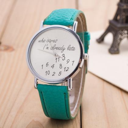 Letter Number Print Leather Watch on Luulla