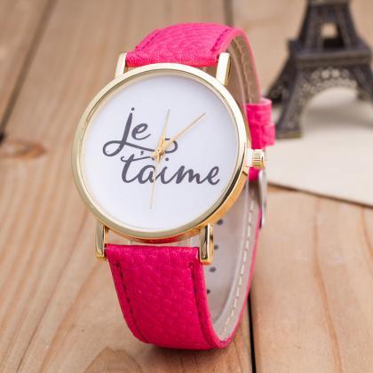 Letter Print Pu Strap Watch on Luulla