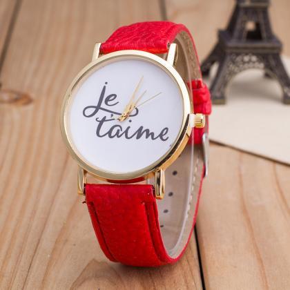 Letter Print Pu Strap Watch on Luulla