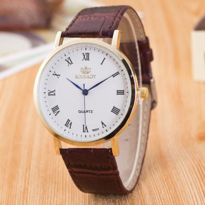 Roman Number Casual Leather Watch on Luulla