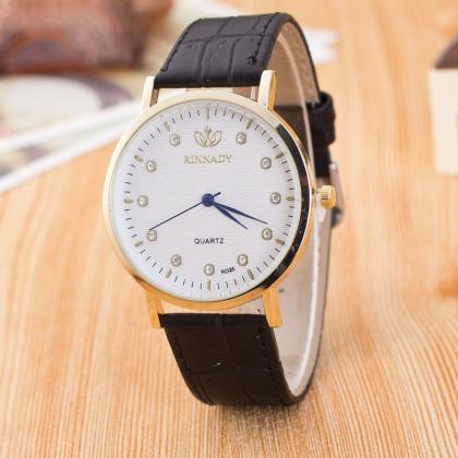 Classic Crystal Dial Leather Watch on Luulla