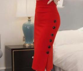 Elegant Plus Size High Waist Bodycon Pencil Long Split Skirt on Luulla