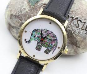 Colorful Elephant Leather Quartz Watch on Luulla