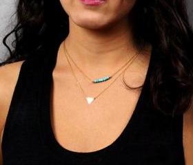 Three A Simple Triangle Double Turquoise Necklace on Luulla