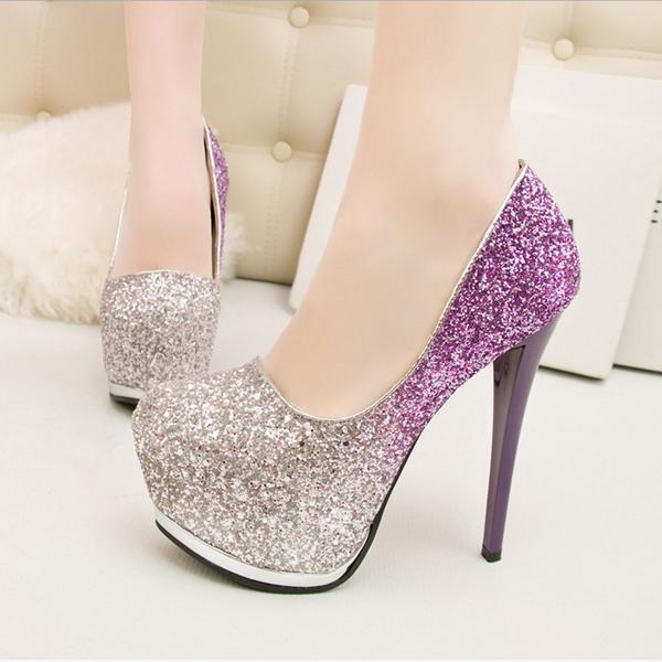 Gradient Sequins Platform Super Stiletto High Heels on Luulla