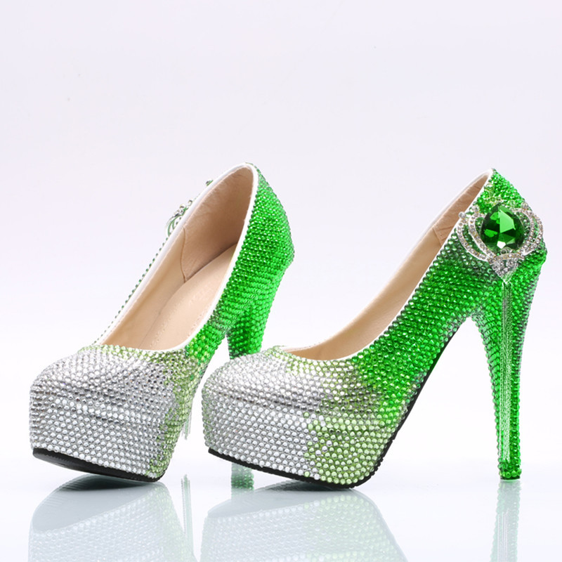 Gradient Crystal Rhinestone Platform Super Stiletto High Heels Wedding ...