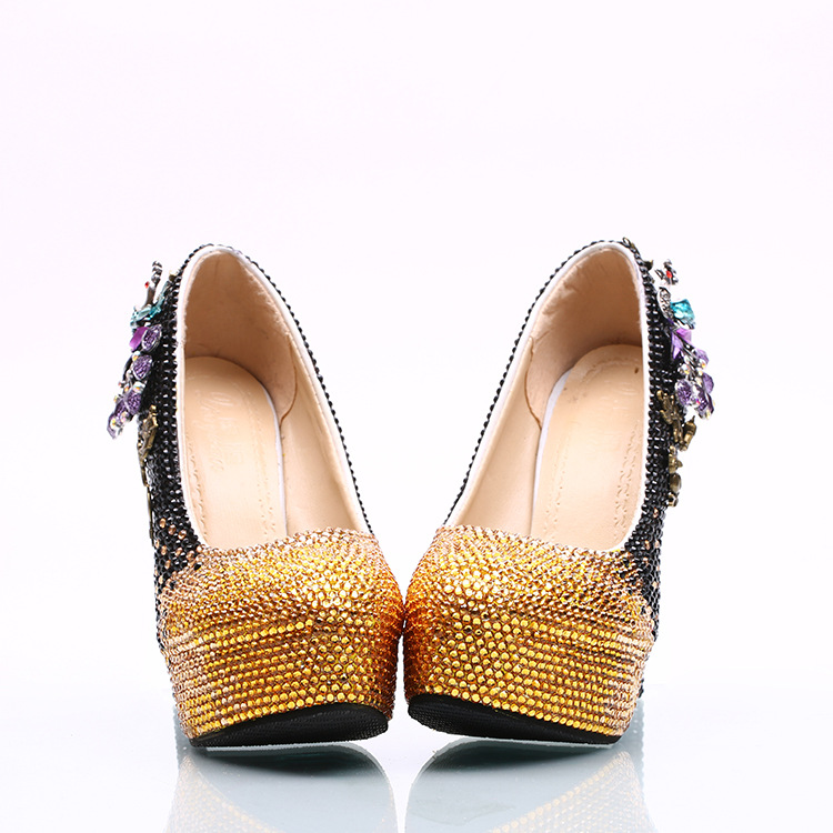 Gradient Crystal Rhinestone Platform Super Stiletto High Heels Party ...
