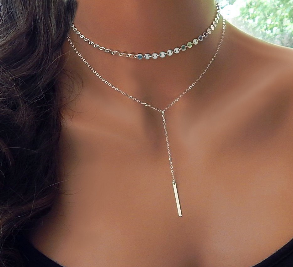 Metal Bar Lasso Layered Necklace on Luulla