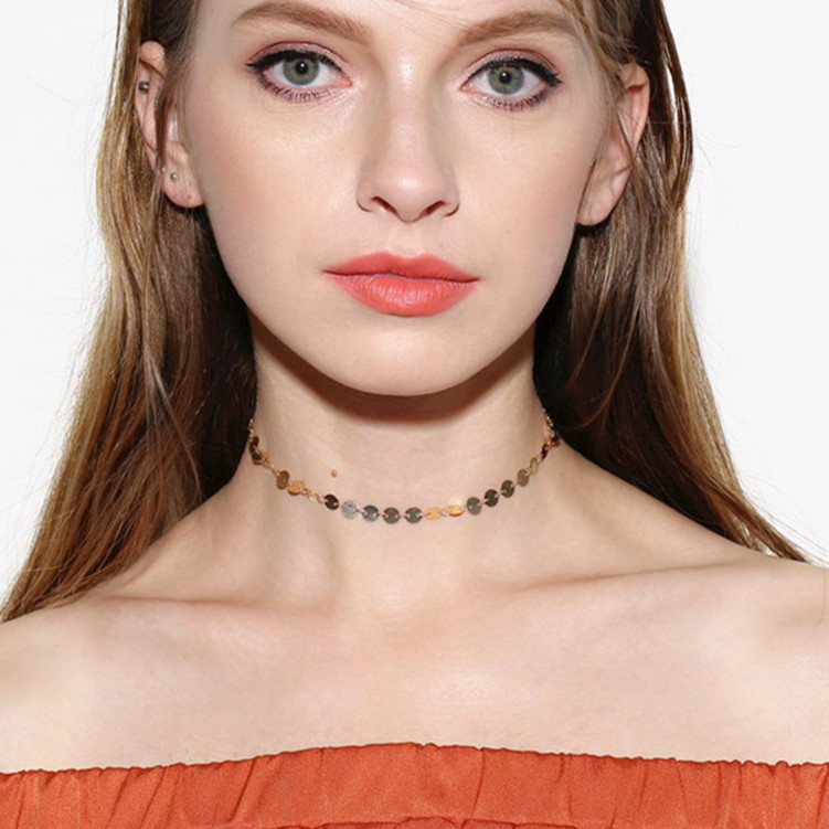 Simple Retro Bronze Sequins Necklace on Luulla