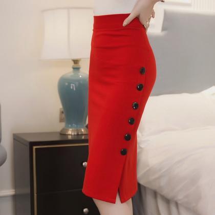 Elegant Plus Size High Waist Bodycon Pencil Long Split Skirt on Luulla