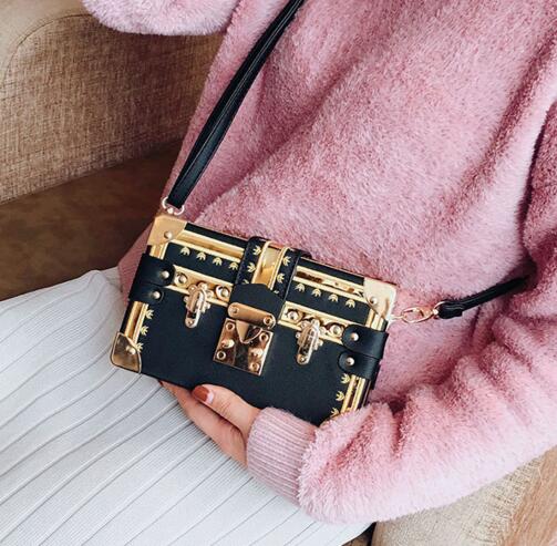 Korean Style Box Shape Lock Crossbody Bag on Luulla