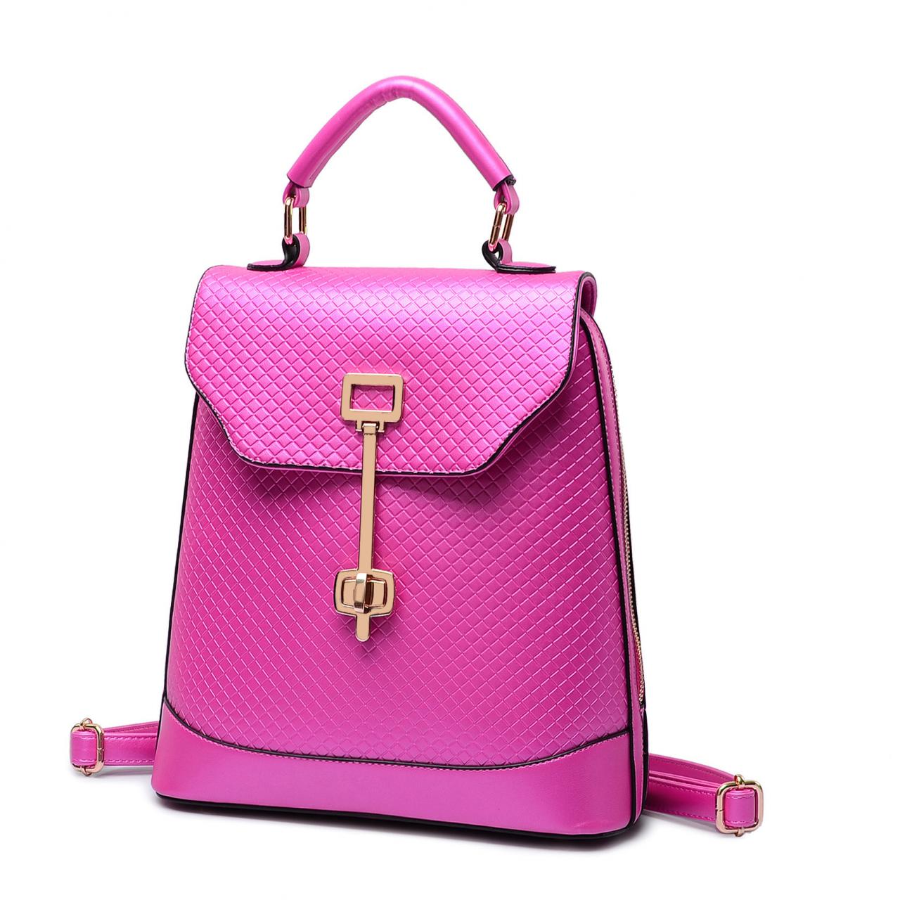 Quilted Lining Latch Design Women Backpack on Luulla