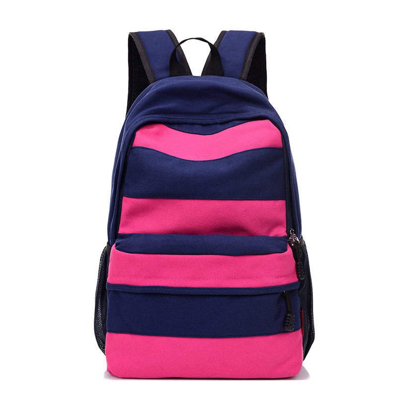 Casual Color Block Stripe Zipper School Backpack on Luulla