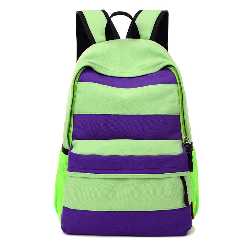 Casual Color Block Stripe Zipper School Backpack on Luulla