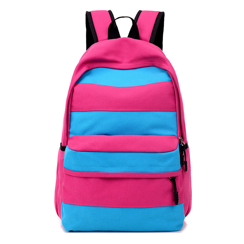 Casual Color Block Stripe Zipper School Backpack on Luulla