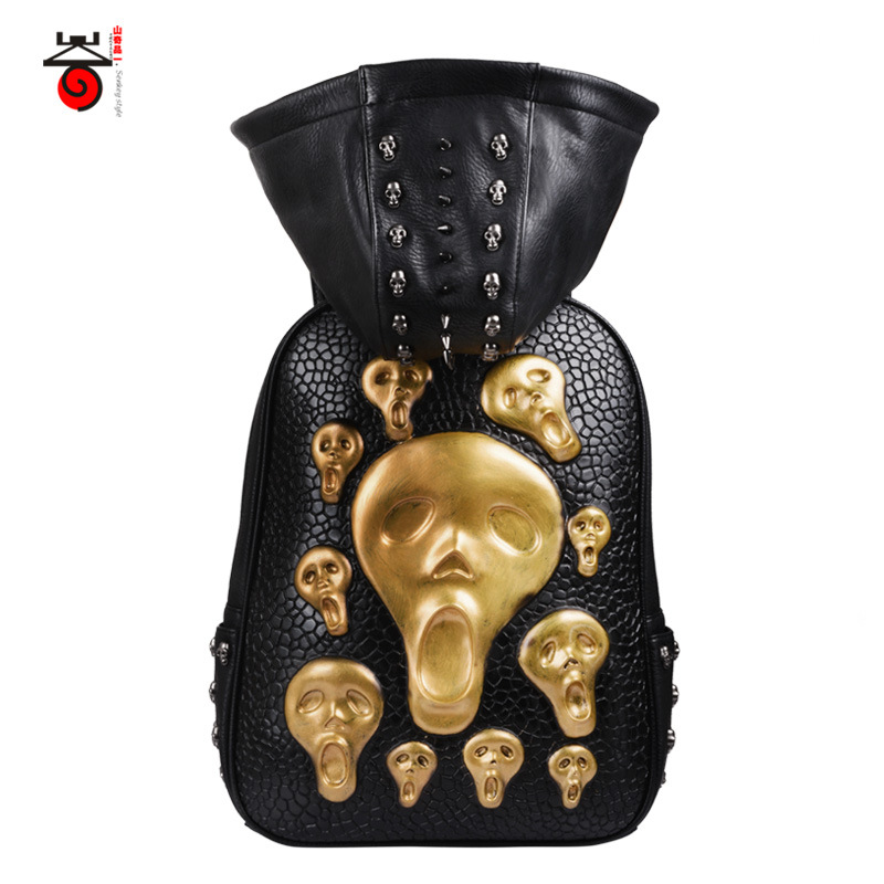 Casual Skull Rivet Men's Hat Backpack on Luulla