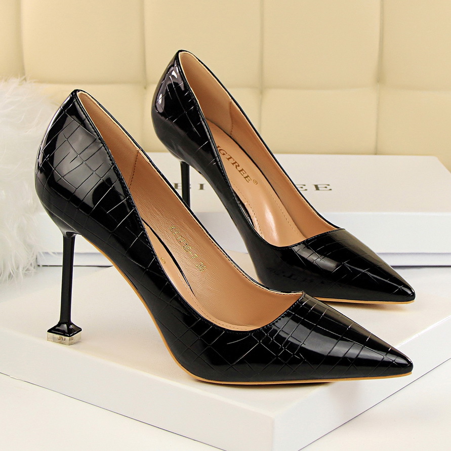 Stiletto Kitten Heel Pu Pointed Toe Low Cut High Heels Party Shoes on ...