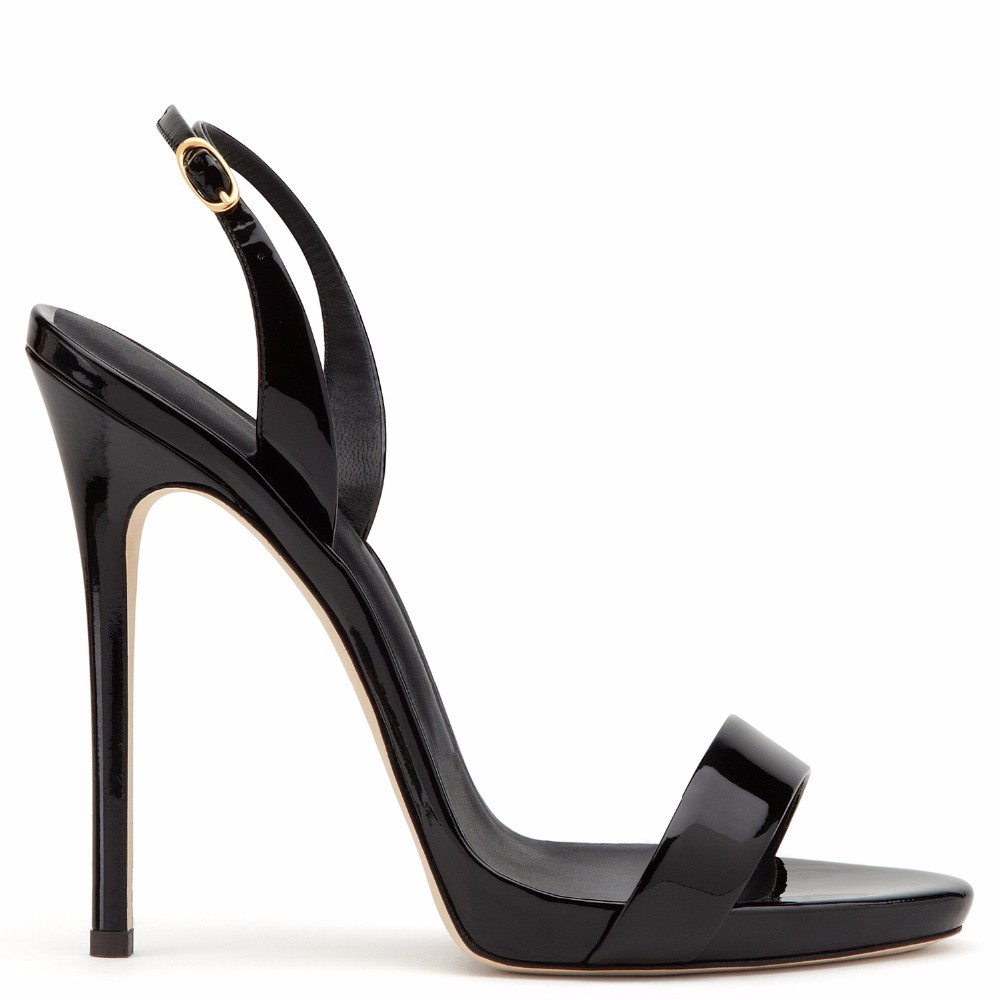 Patent Leather Open-Toe Sling Back Stiletto High Heels on Luulla