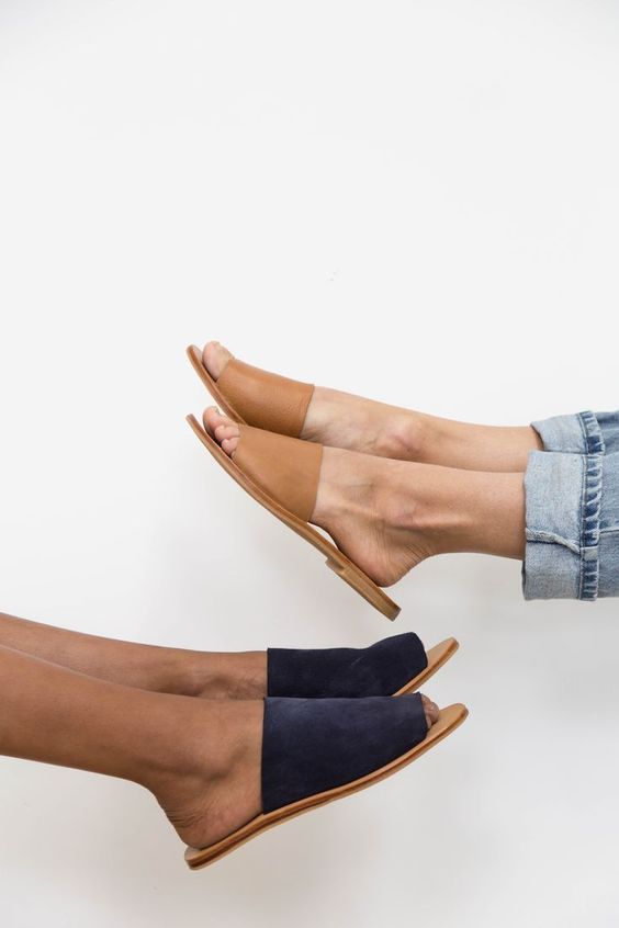 Pure Color Open Toe Women Flat Home Slipper Sandals on Luulla