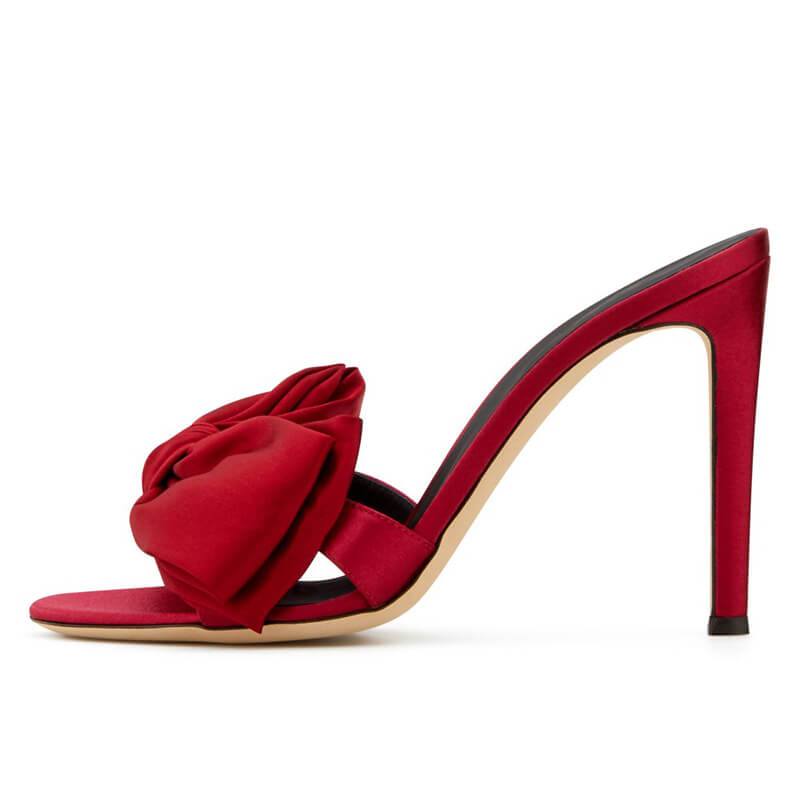 Summer Bow Open Toe Plain High Heel Sandals on Luulla