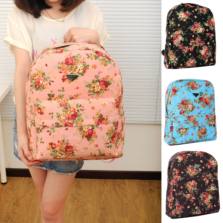Canvas Flower Rucksack School Backpack Bag on Luulla