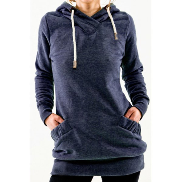 Drawstring Pocket Design Women's Hoodie on Luulla