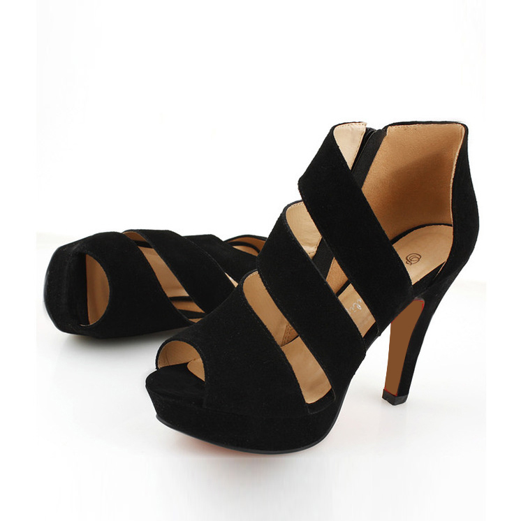 Women's Zipper Stilettlo Pep Toe Platform Heel Sandals on Luulla