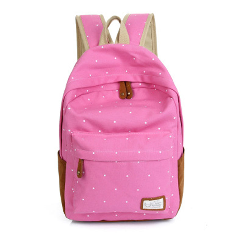 Polka Dot Candy Color Canvas Backpack School Bag on Luulla