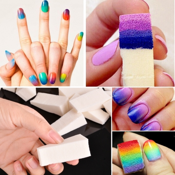 50 Pcs Fashion Nail Art Sponge Transfer Kit Nail Sponge Clean Tool on ...