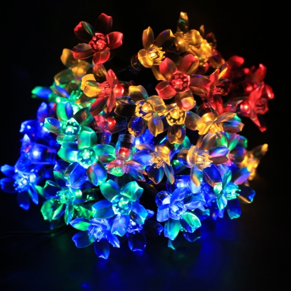 7m 50 Led Solar Flower String Light Multi-color Waterproof Christmas ...