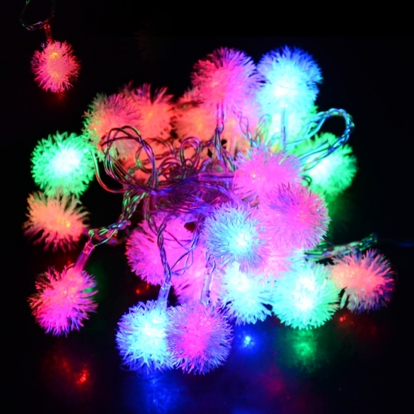 5m 28 Led Fuzzy Ball String Fairy Light Festival Party Wedding ...
